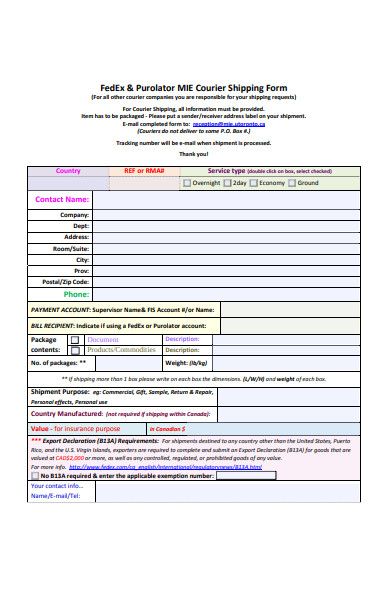 FREE 41+ Shipping Form Samples, PDF, MS Word, Google Docs, Excel