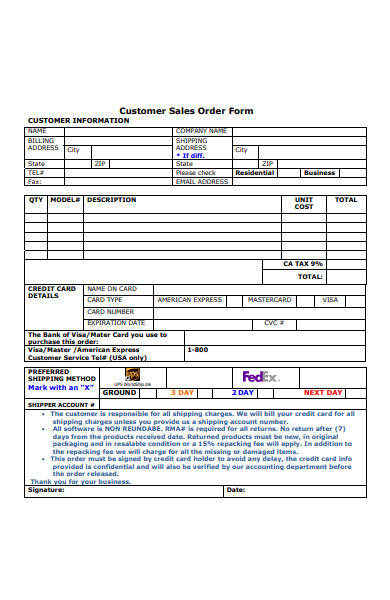 FREE 50+ Sales Order Forms in PDF | Ms Word | XLS