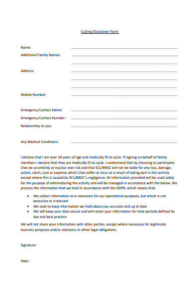 FREE 54+ Disclaimer Form Samples, PDF, MS Word, Google Docs