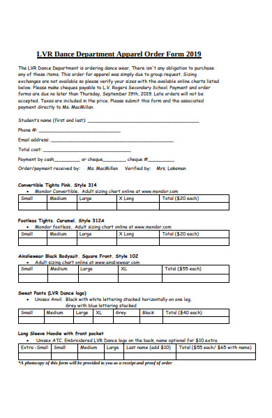 FREE 52+ Apparel Order Forms in PDF | Ms Word | XLS