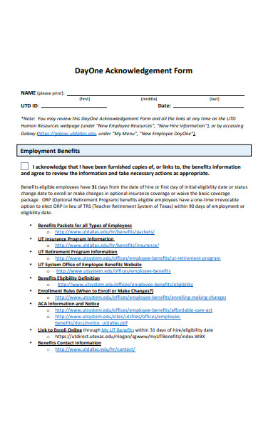 FREE 56+ Acknowledgement Form Samples, PDF, MS Word, Google Docs, Excel
