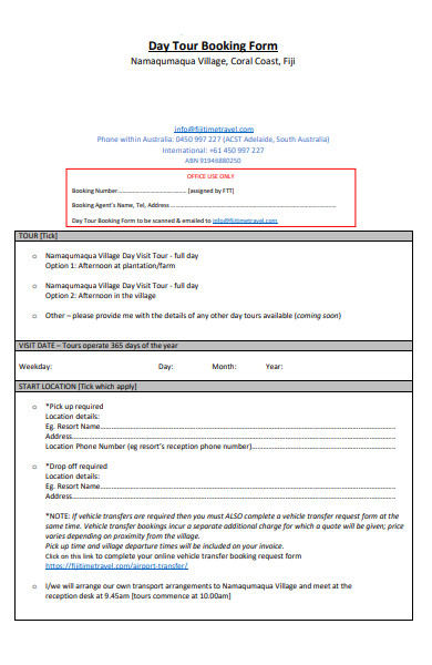 FREE 42+ Travel Booking Form Samples, PDF, MS Word, Google Docs
