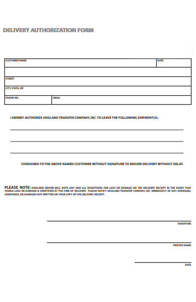 FREE 35+ Delivery Form Samples, PDF, MS Word, Google Docs