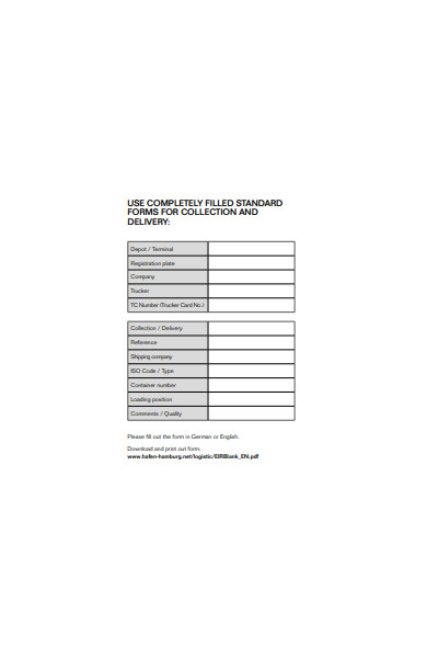 FREE 35+ Delivery Form Samples, PDF, MS Word, Google Docs