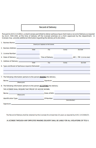 FREE 35+ Delivery Form Samples, PDF, MS Word, Google Docs