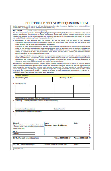 FREE 35+ Delivery Form Samples, PDF, MS Word, Google Docs