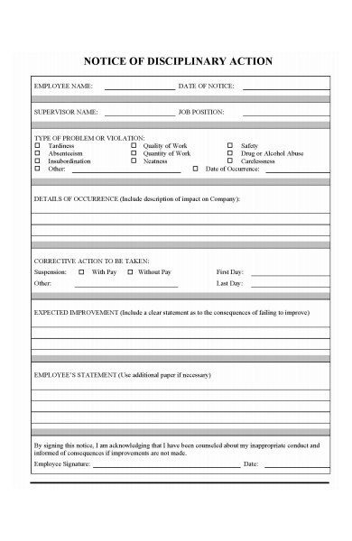 FREE 30+ Disciplinary Forms in PDF | MS Word