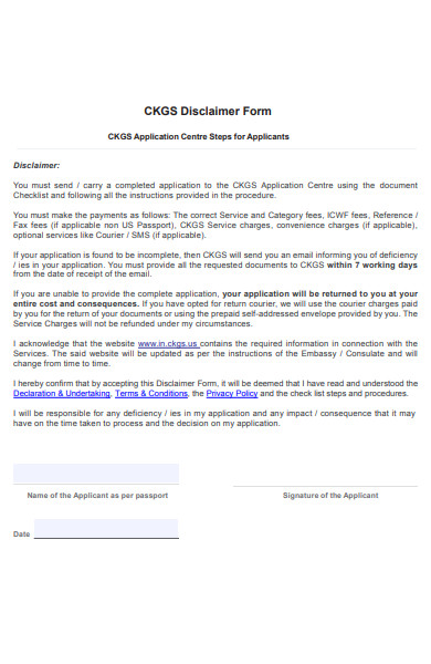 FREE 54+ Disclaimer Form Samples, PDF, MS Word, Google Docs