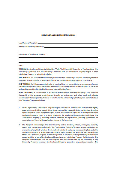 FREE 54+ Disclaimer Form Samples, PDF, MS Word, Google Docs