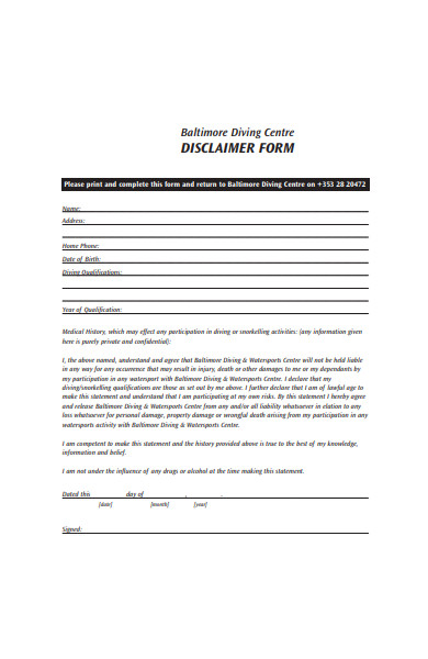 FREE 54+ Disclaimer Form Samples, PDF, MS Word, Google Docs