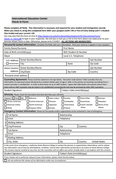 FREE 50+ Check-In Forms in PDF | MS Word