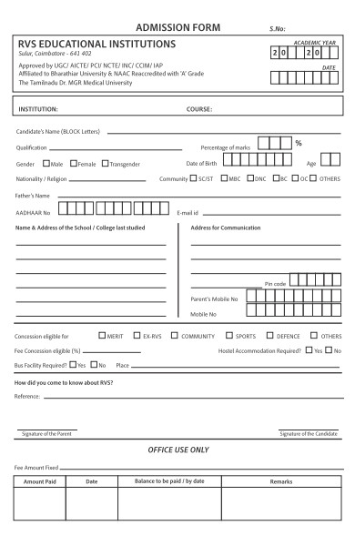 FREE 50 Admission Forms In PDF MS Word