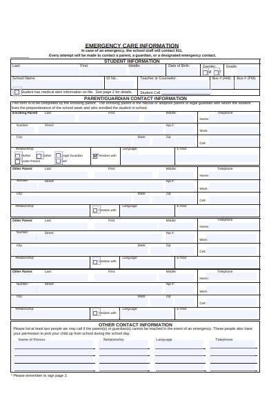 FREE 52+ Emergency Forms in PDF | MS Word | XLS