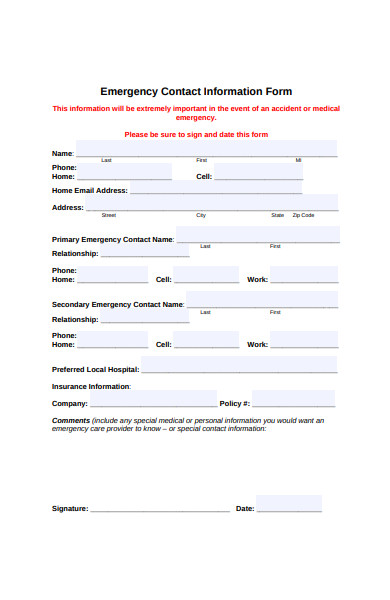 FREE 52+ Emergency Forms in PDF | MS Word | XLS