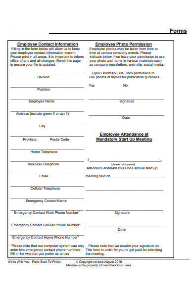 FREE 23+ Employee Contact Forms in PDF | MS Word