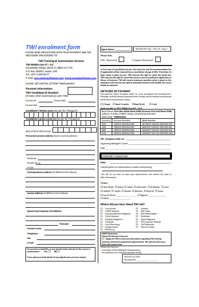 FREE 34+ Enrolment Form Samples, PDF, MS Word, Google Docs