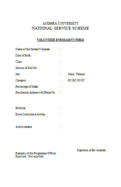 FREE 34+ Enrolment Form Samples, PDF, MS Word, Google Docs