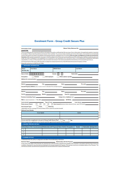 FREE 34+ Enrolment Form Samples, PDF, MS Word, Google Docs