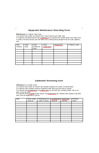 FREE 42+ Maintenance Forms in PDF | MS Word | XLS