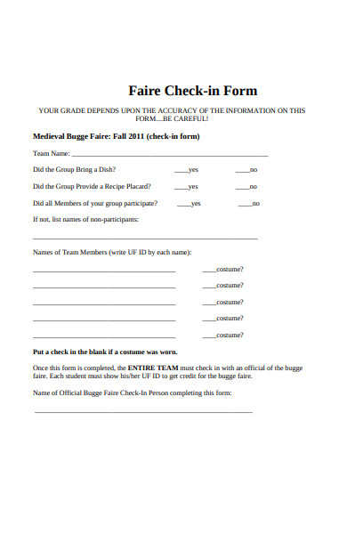 FREE 50+ Check-In Forms in PDF | MS Word