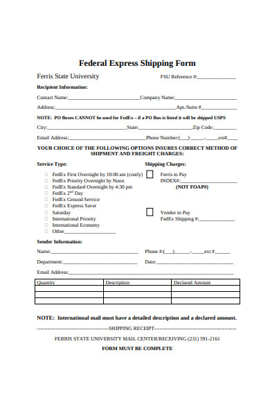 FREE 41+ Shipping Form Samples, PDF, MS Word, Google Docs, Excel