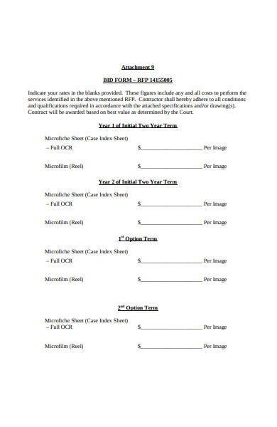 FREE 52+ Bid Forms in PDF | MS Word | XLS