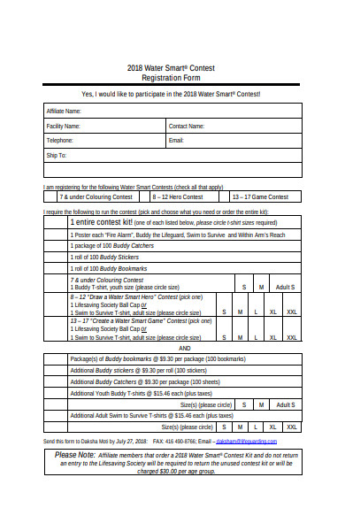 FREE 56+ Contest Registration Form Samples, PDF, MS Word, Google Docs ...