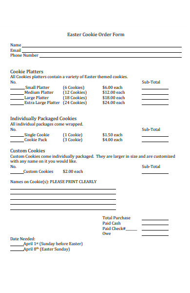 FREE 30+ Cookie Order Forms in PDF | MS Word