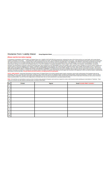 FREE 54+ Disclaimer Form Samples, PDF, MS Word, Google Docs
