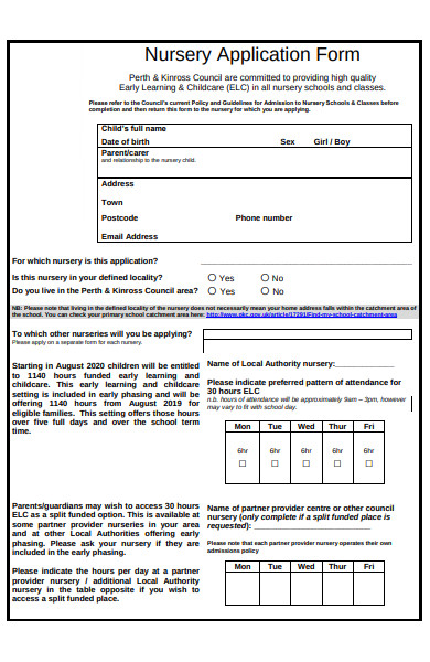 FREE 34+ Nursery Form Samples, PDF, MS Word, Google Docs