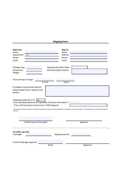 FREE 41+ Shipping Form Samples, PDF, MS Word, Google Docs, Excel