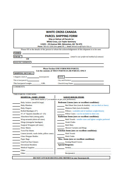 FREE 41+ Shipping Form Samples, PDF, MS Word, Google Docs, Excel