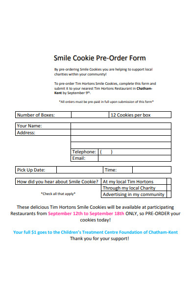 FREE 30+ Cookie Order Forms in PDF | MS Word