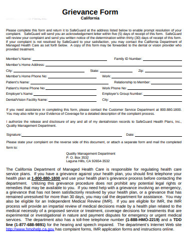 FREE 54+ Grievance Form Samples, PDF, MS Word, Google Docs
