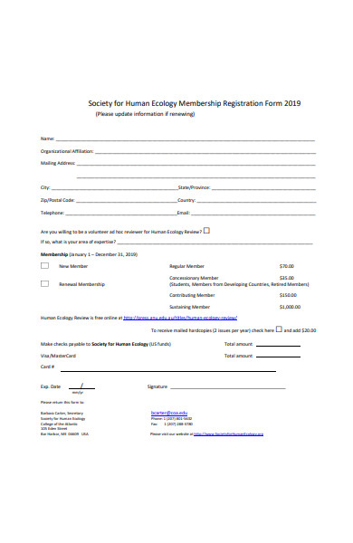 FREE 32+ Membership Registration Forms in PDF | MS Word | XLS