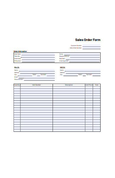 FREE 60+ Sales Order Form Samples, PDF, MS Word, Google Docs, Excel