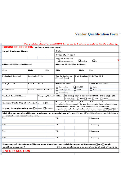 FREE 32+ Vendor Forms in PDF | MS Word | Excel