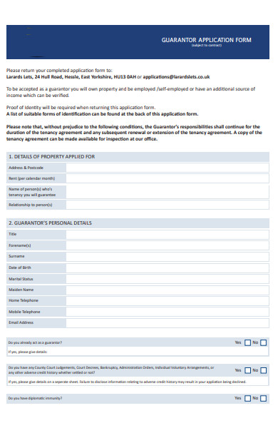 FREE 45+ Guarantor Form Samples, PDF, MS Word, Google Docs