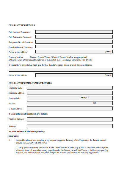 FREE 45+ Guarantor Form Samples, PDF, MS Word, Google Docs