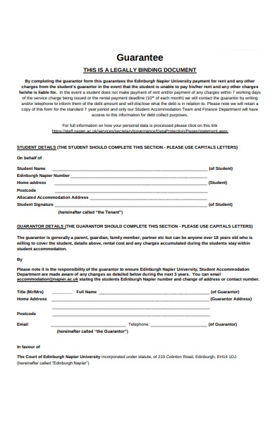 FREE 45+ Guarantor Form Samples, PDF, MS Word, Google Docs