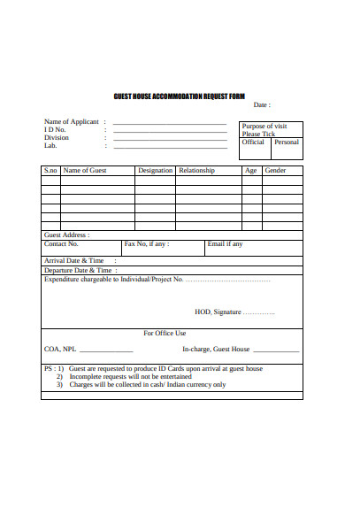 FREE 38+ Accommodation Request Form Samples, PDF, MS Word, Google Docs ...