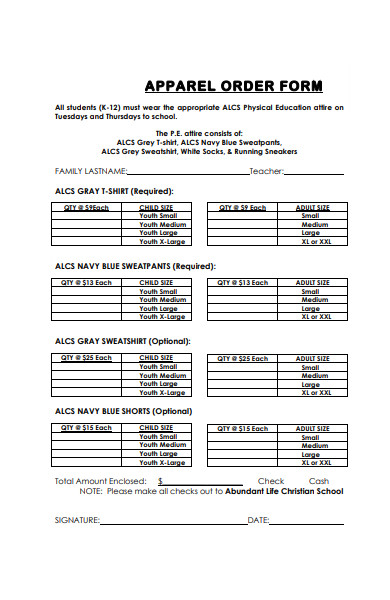 FREE 52+ Apparel Order Forms in PDF | Ms Word | XLS