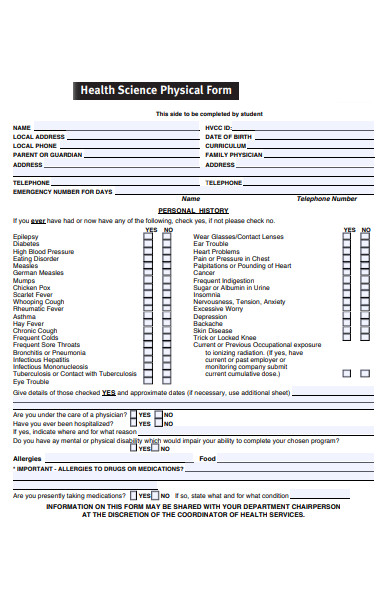 FREE 51+ Physical Forms in PDF | Ms Word (.doc)