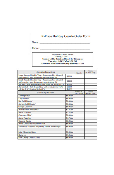 FREE 30+ Cookie Order Forms in PDF | MS Word