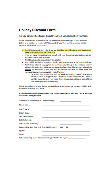 FREE 32+ Holiday Forms in PDF | MS Word