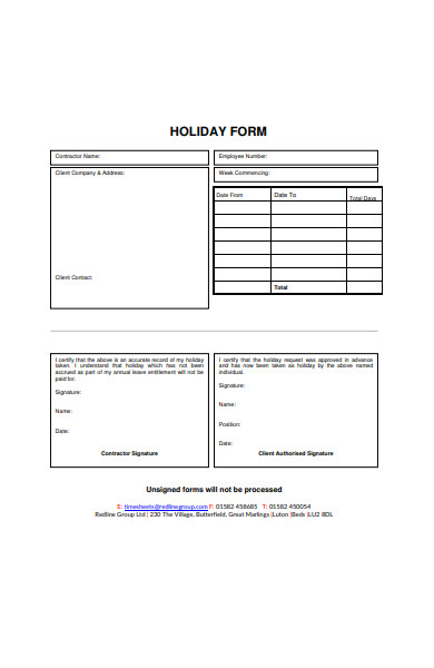 FREE 32+ Holiday Forms in PDF | MS Word