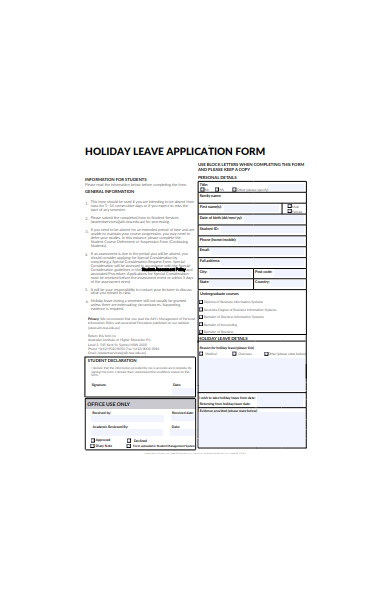 FREE 32+ Holiday Forms in PDF | MS Word