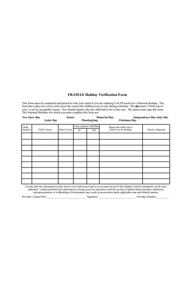 FREE 32+ Holiday Forms in PDF | MS Word