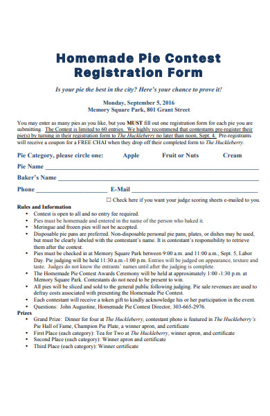 FREE 52+ Contest Registration Forms in PDF | MS Word | XLS