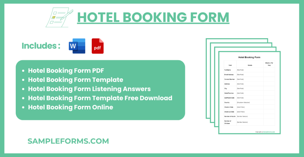 FREE 38+ Hotel Booking Form Samples, PDF, MS Word, Google Docs